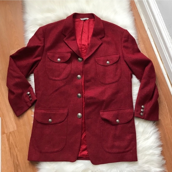 Versace | Jackets & Coats | Red Vintage Gianni Versace Blazer Jacket ...